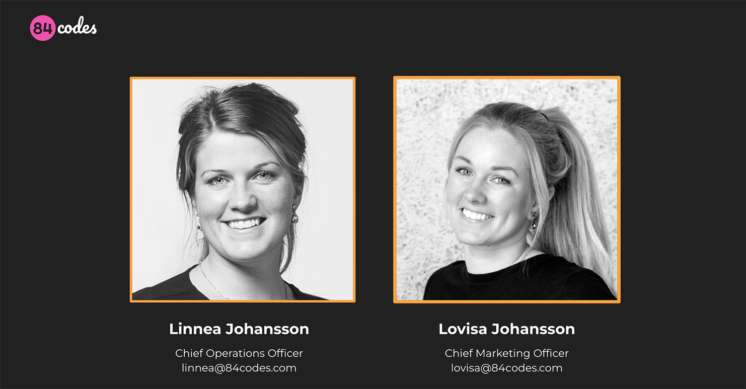 Linnea and Lovisa shared 84codes’ story of success at a breakfast meeting - 84codes